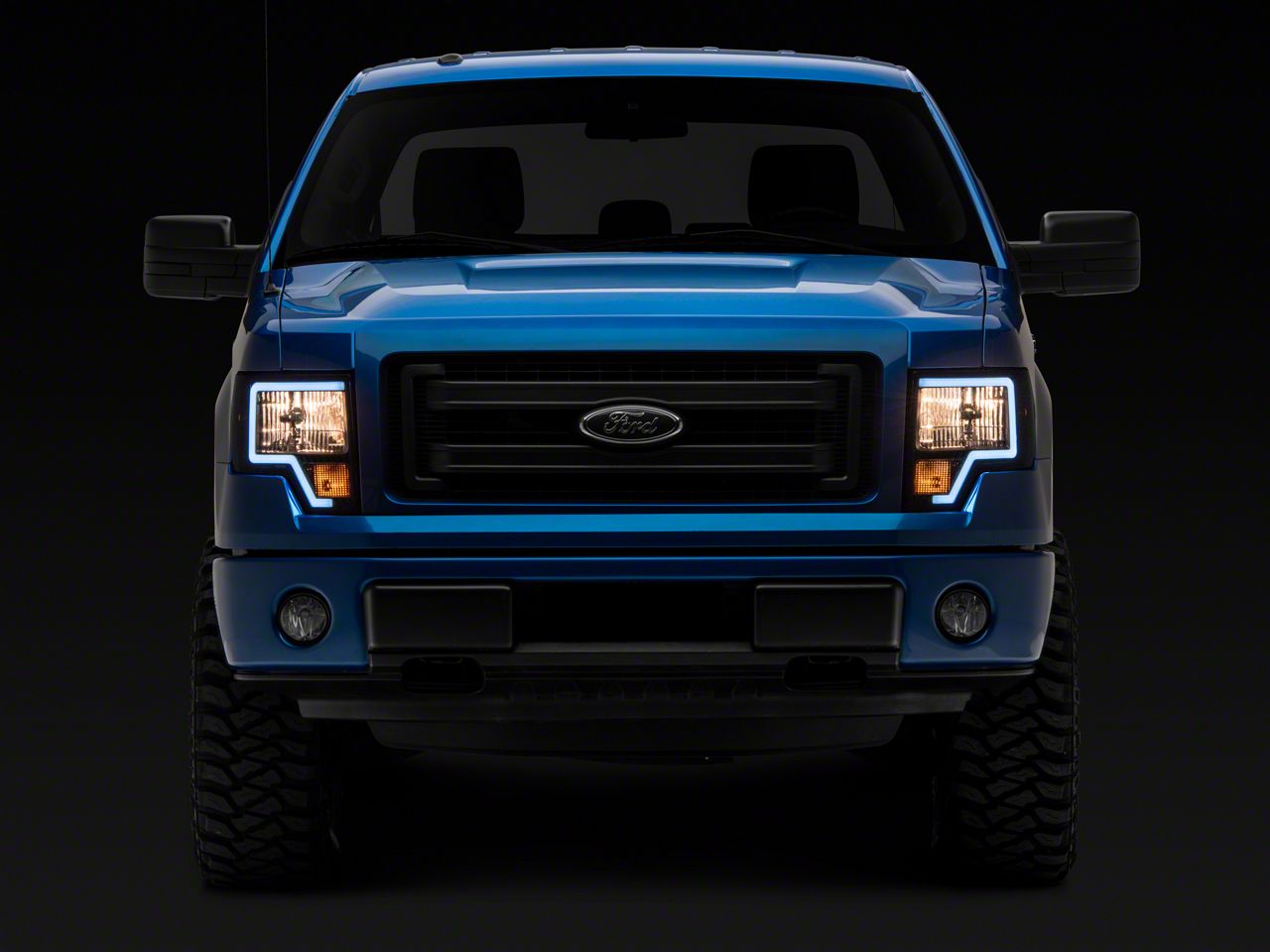 F-150 LED Bar Factory Style Headlights with Amber Reflectors; Black ...