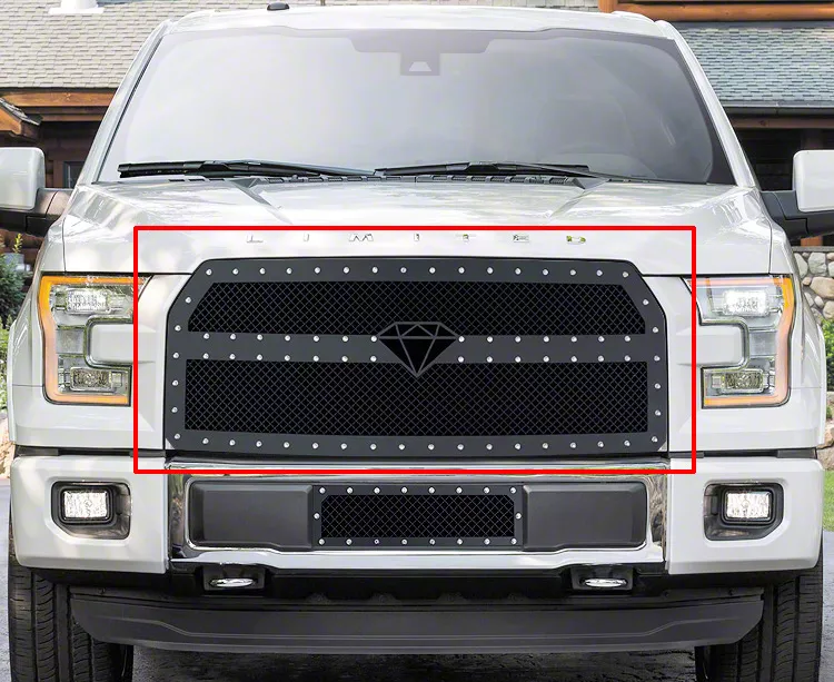 F-150 Carbon Steel Rivet Upper Replacement Grille; Black (15-17 F-150 ...