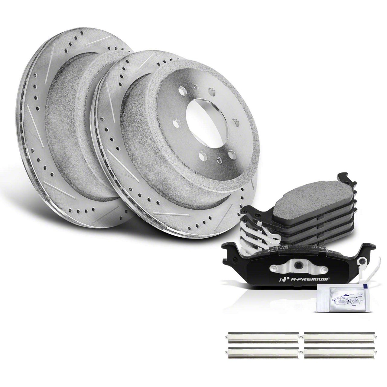 F-150 Drilled and Slotted 6-Lug Brake Rotor and Pad Kit; Rear (04-11 F ...
