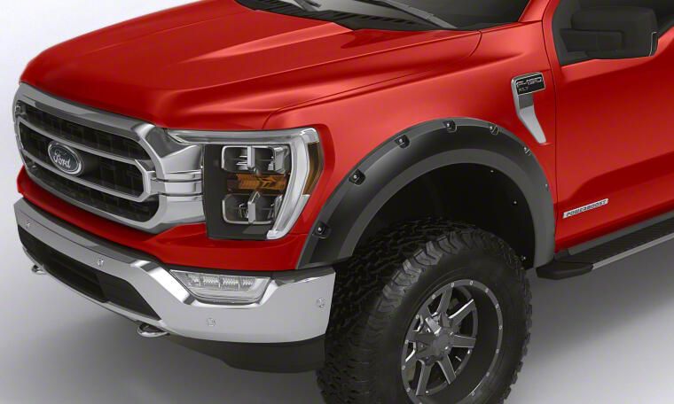 F-150 Elite Series Rivet Style Fender Flares; Front; Smooth Black (21 ...
