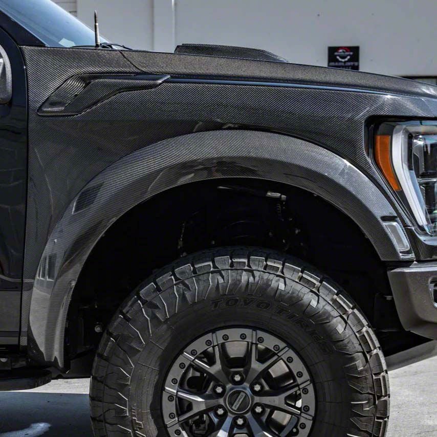 F-150 Fender Flares; Front and Rear; Carbon Fiber (21-26 F-150 Raptor ...