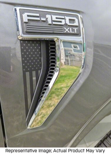 F-150 Fender Grille American Flag Decals; Carbon Fiber (21-26 F-150 ...