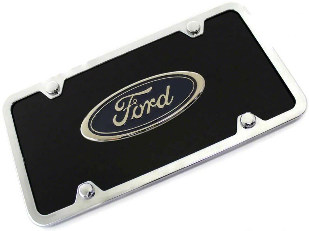 F-150 Ford License Plate; Chrome on Black (Universal; Some Adaptation ...