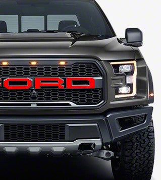 F-150 Front Grille Letter Overlays; Azure/Grabber Blue (17-20 F-150 ...