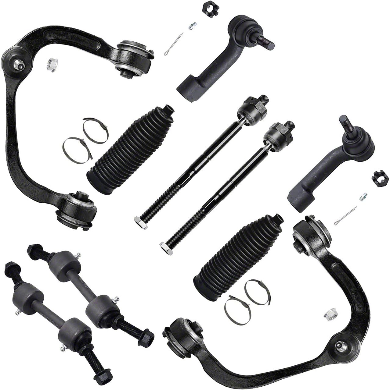F-150 Front Upper Control Arms with Sway Bar Links and Tie Rods (09-14 ...