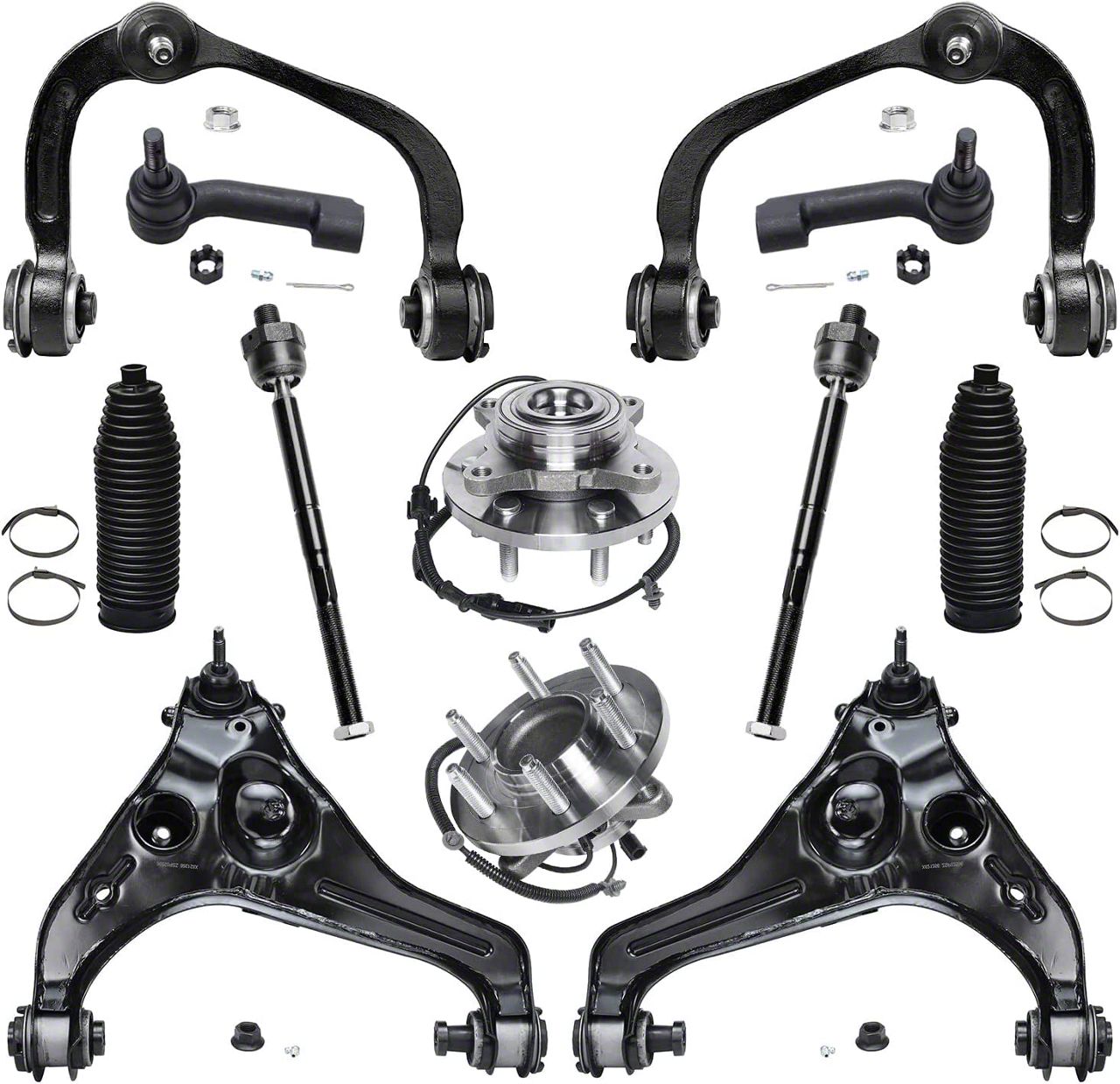 F-150 Front Upper and Lower Control Arms with Tie Rods and Wheel Hub ...