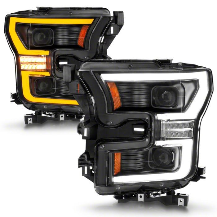 F-150 Full LED Projector Plank Style Headlights; Black Housing; Clear ...