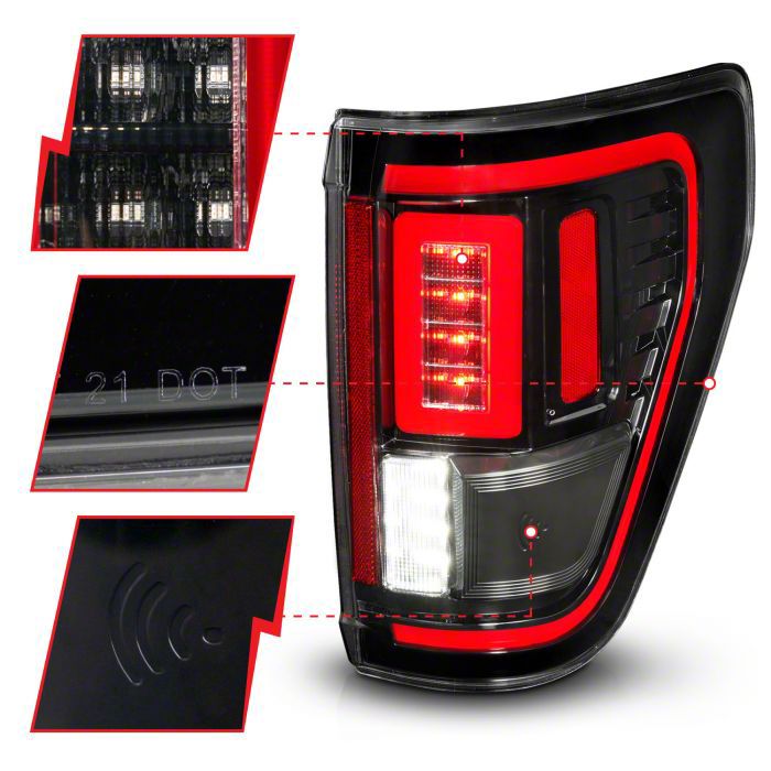 F-150 Full LED Tail Lights with Sequential Turn Signal; Black Housing ...