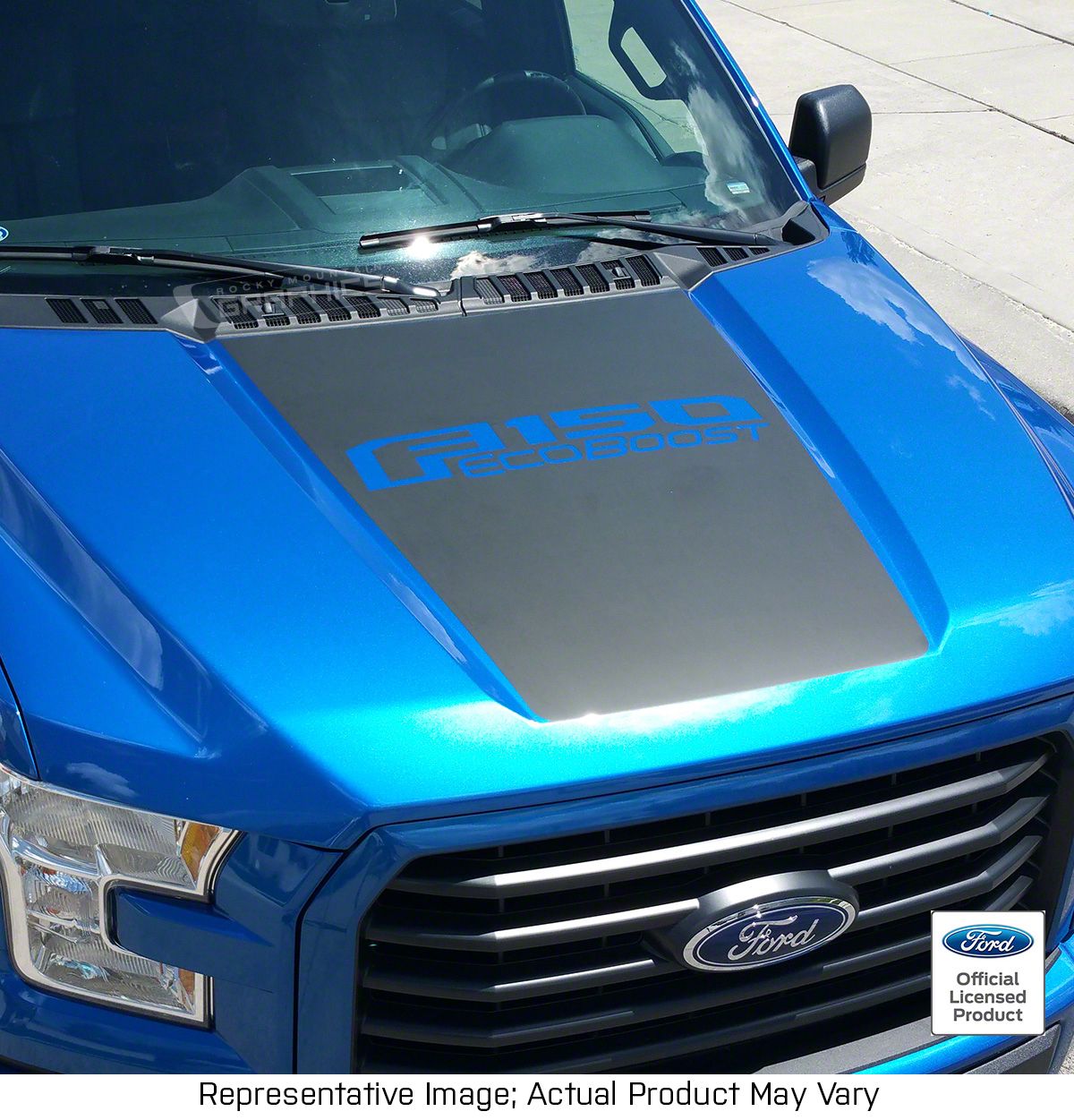 F-150 Hood Stripe with F-150 EcoBoost Logo; Blue (15-20 F-150 ...