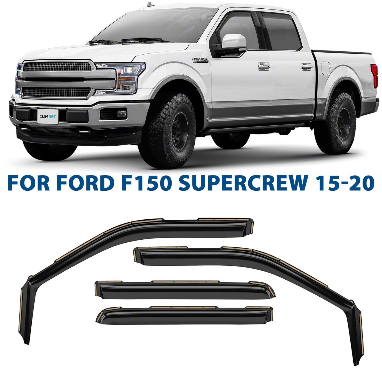 F-150 in-Channel Window Deflectors (15-20 F-150 SuperCrew) - Free Shipping