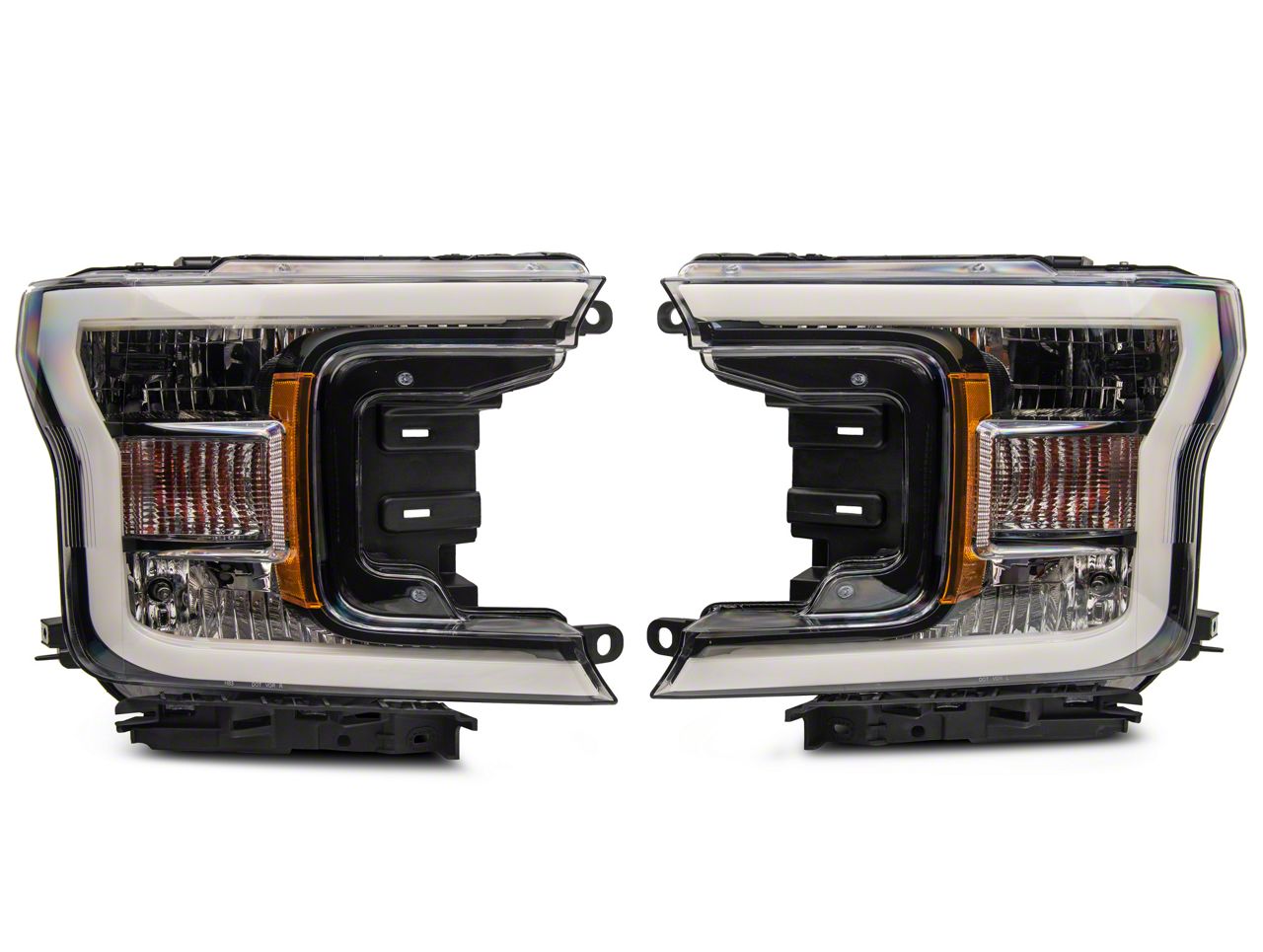F-150 LED DRL Halogen Headlights; Black Housing; Clear Lens (18-20 F ...