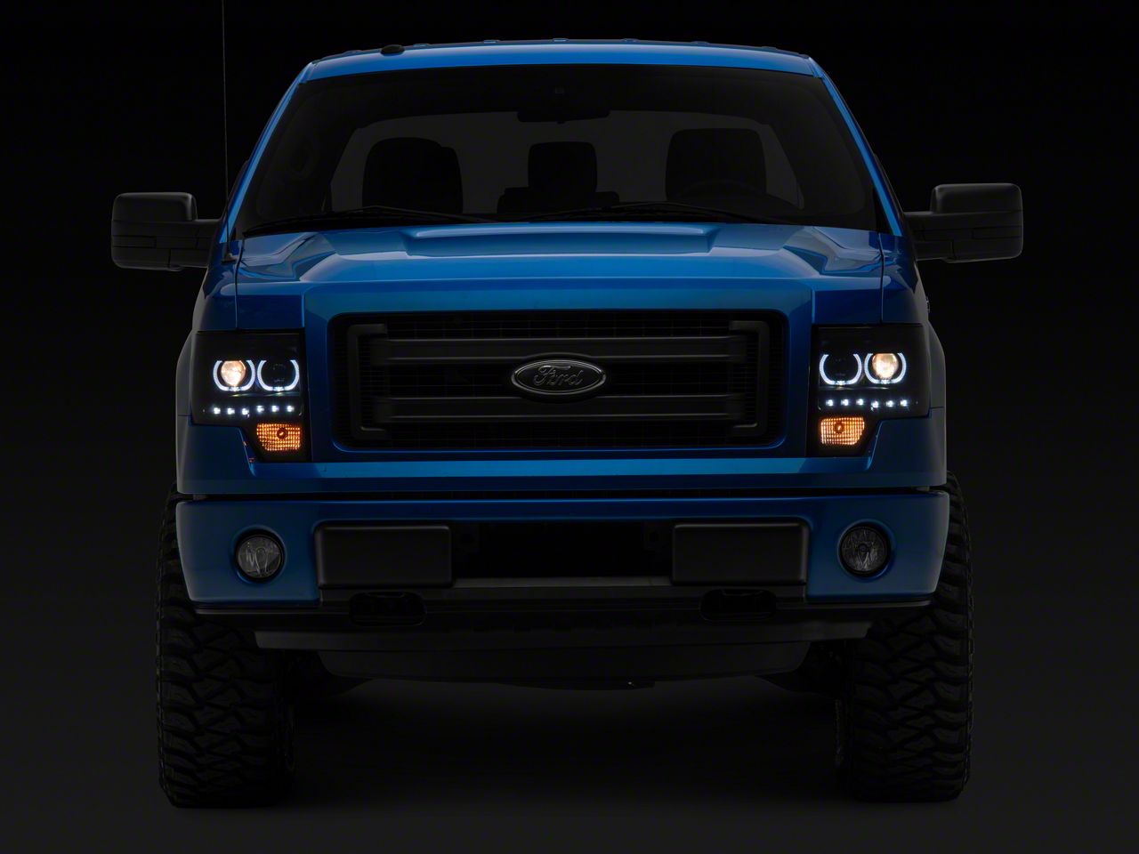 F-150 LED Halo Projector Headlights; Black Housing; Smoked Lens (09-14 ...