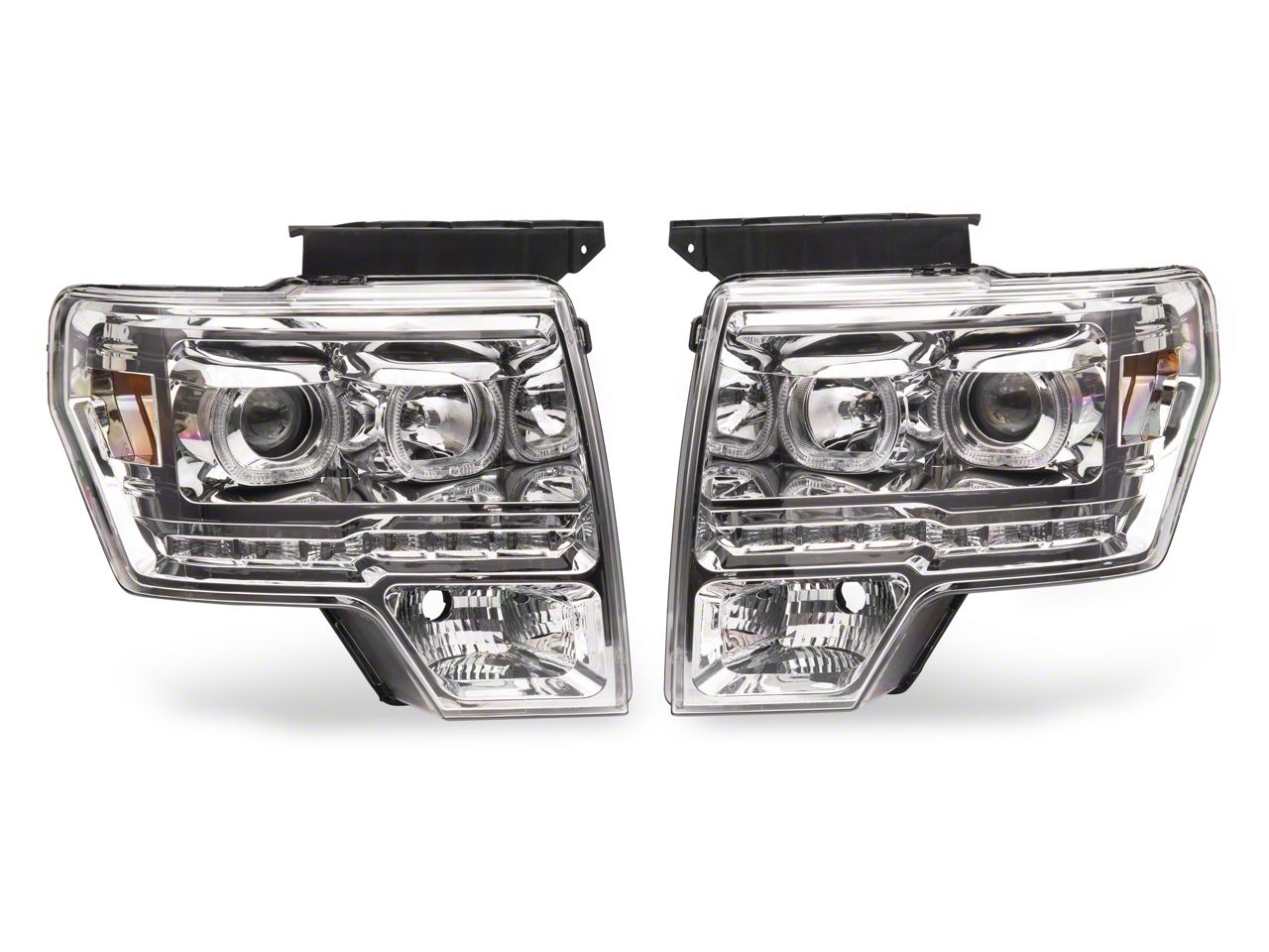 F-150 LED Halo Projector Headlights; Chrome Housing; Clear Lens (09-14 ...