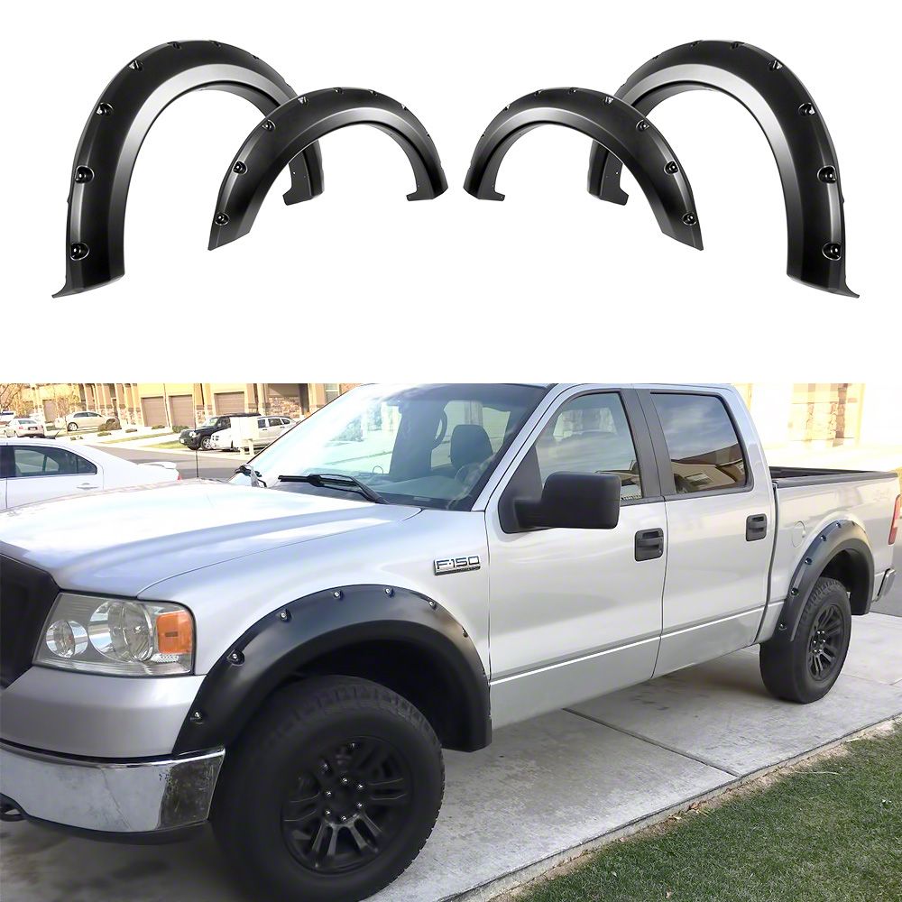 F-150 Pocket Dimple Style Fender Flares; Smooth Black (04-08 F-150 ...