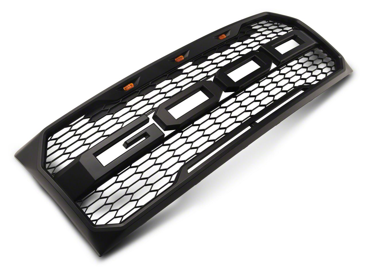 F-150 Raptor Style Upper Replacement Grille with Good Letters; Dark ...