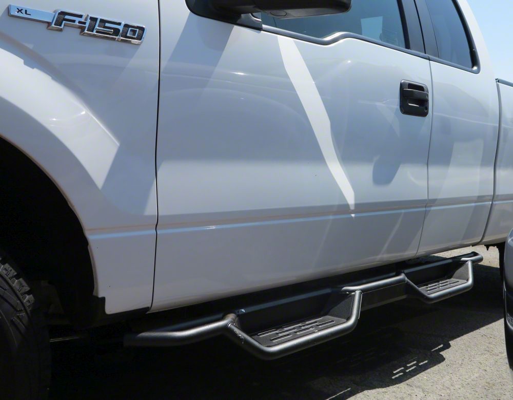 F-150 Round Tube Drop Style Nerf Side Step Bars; Black (09-14 F-150 ...
