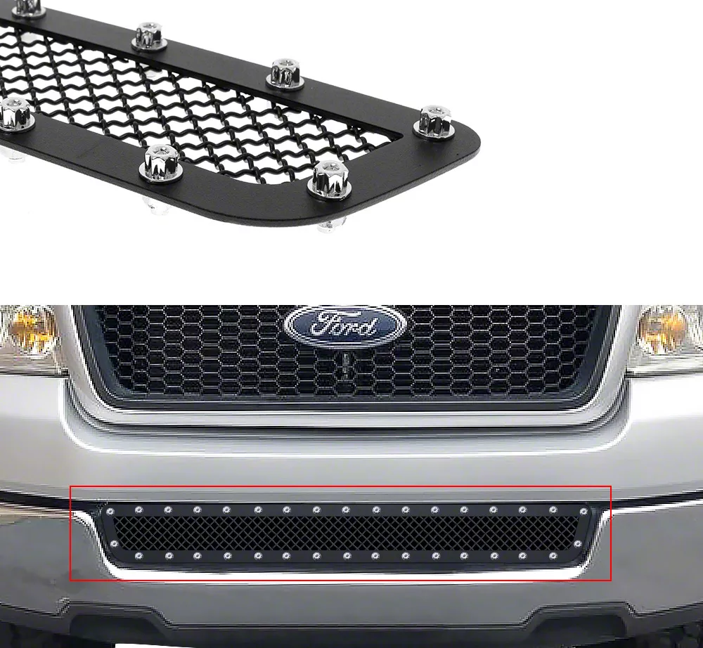 F-150 Stainless Steel Rivet Lower Grille Insert; Black (04-05 F-150)