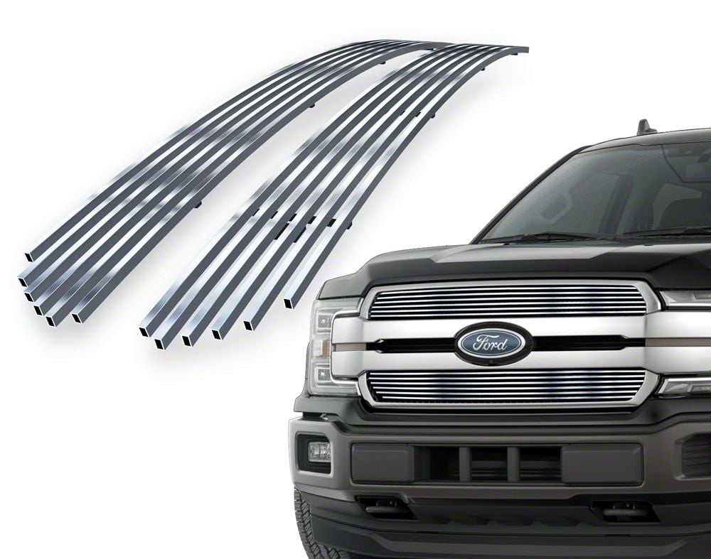F-150 Stainless Steel Rivet Upper Grille Overlay; Chrome (18-20 F-150 ...