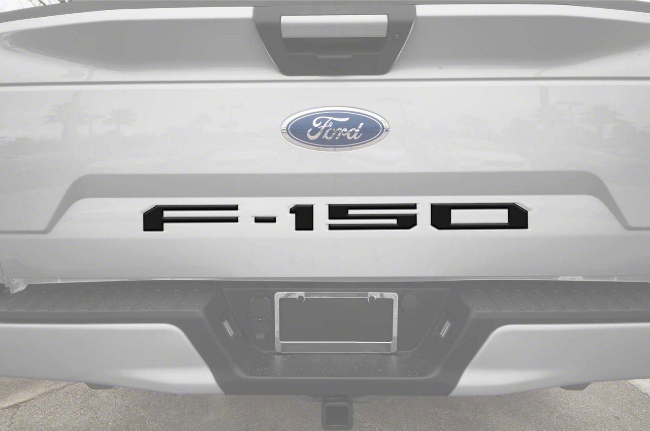 F-150 Tailgate Insert Letters; Reflective Black Topo with Red Outline ...