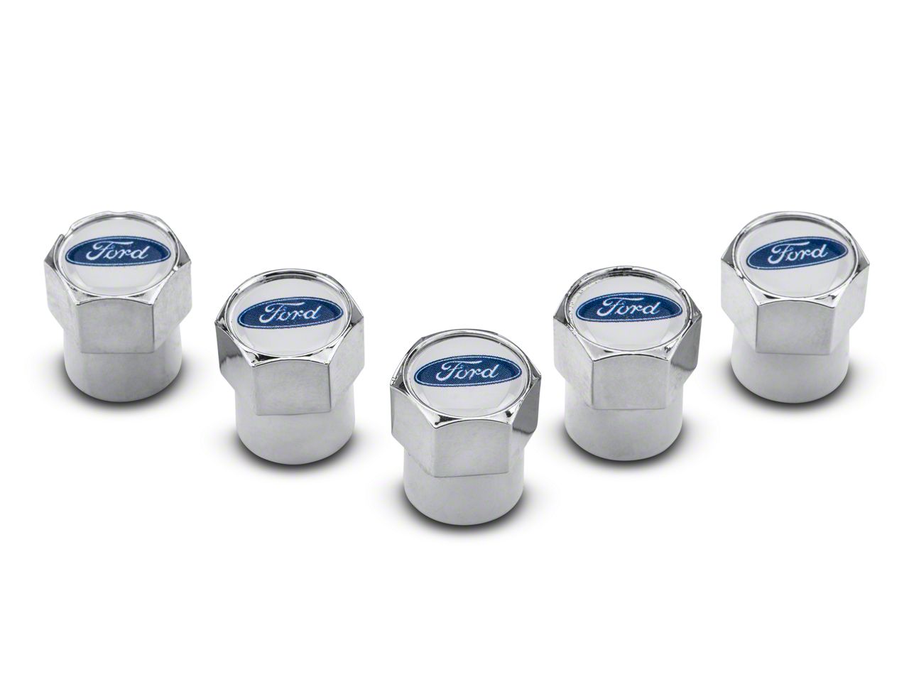 F-150 Valve Stem Caps with Ford Oval Logo; Set of 5 (Universal; Some ...