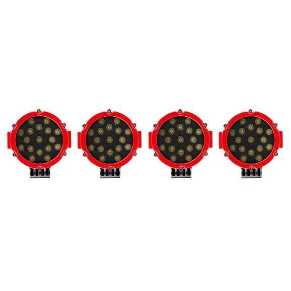 F-150 Vigor Roll Bar with 7-Inch Red Round LED Lights; Black (09-25 F ...