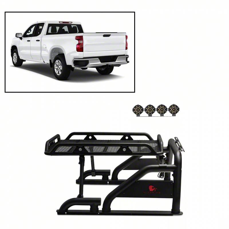F-150 Warrior Roll Bar with 7-Inch Black Round LED Lights; Black (00-24 ...