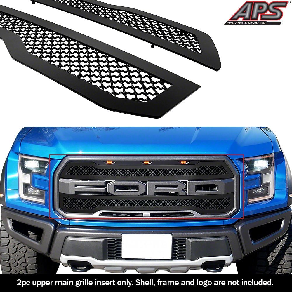 F-150 Wire Mesh Upper Grille Overlay; Black (17-20 F-150 Raptor) - Free ...