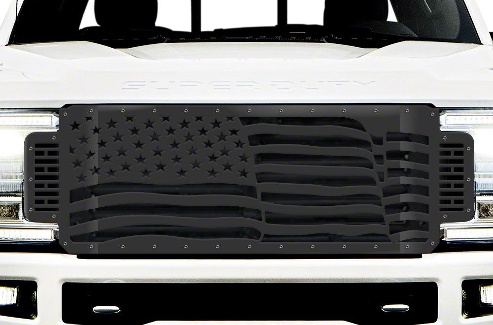 F-250 Super Duty 1-Piece Steel Upper Grille Insert; America - Wave (17 ...