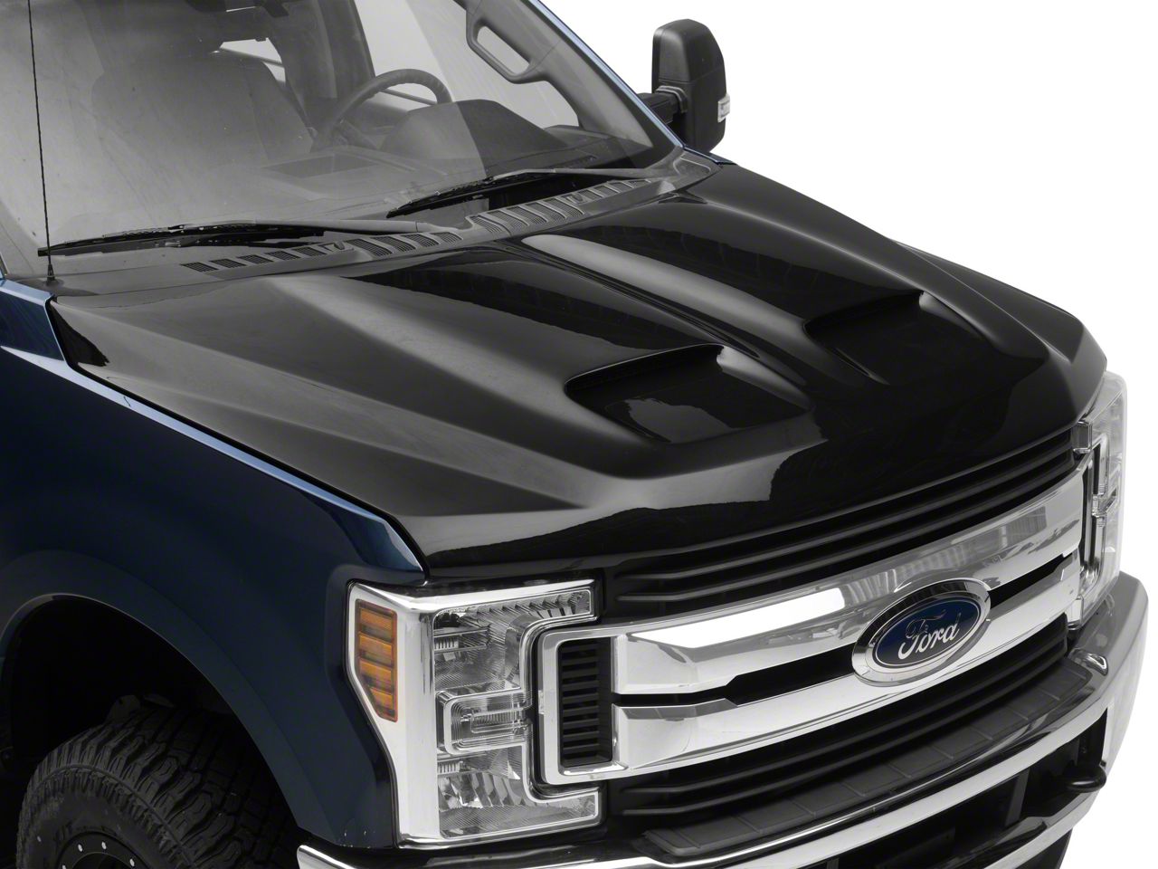 F-250 Super Duty Functional Ram Air Hood; Matte Black (17-22 F-250 ...
