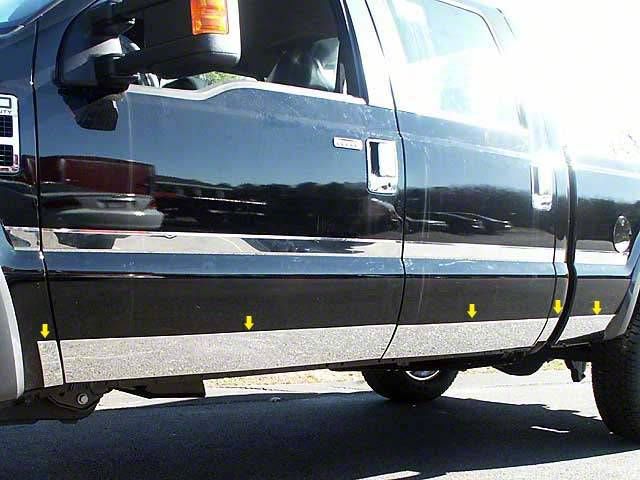 F-250 Super Duty Rocker Panel Trim; Lower Kit; Stainless Steel (08-10 F ...