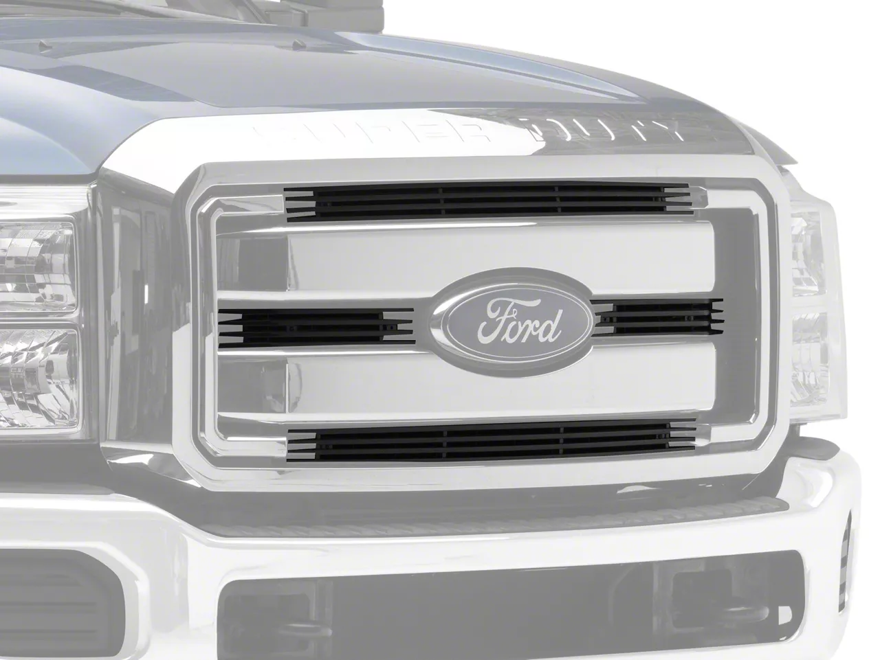 F-250 Super Duty Stainless Steel Billet Upper Overlay Grilles; Black ...