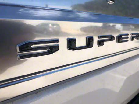 F-250 Super Duty Tailgate Letter Overlays; Reflective Black Topo with ...