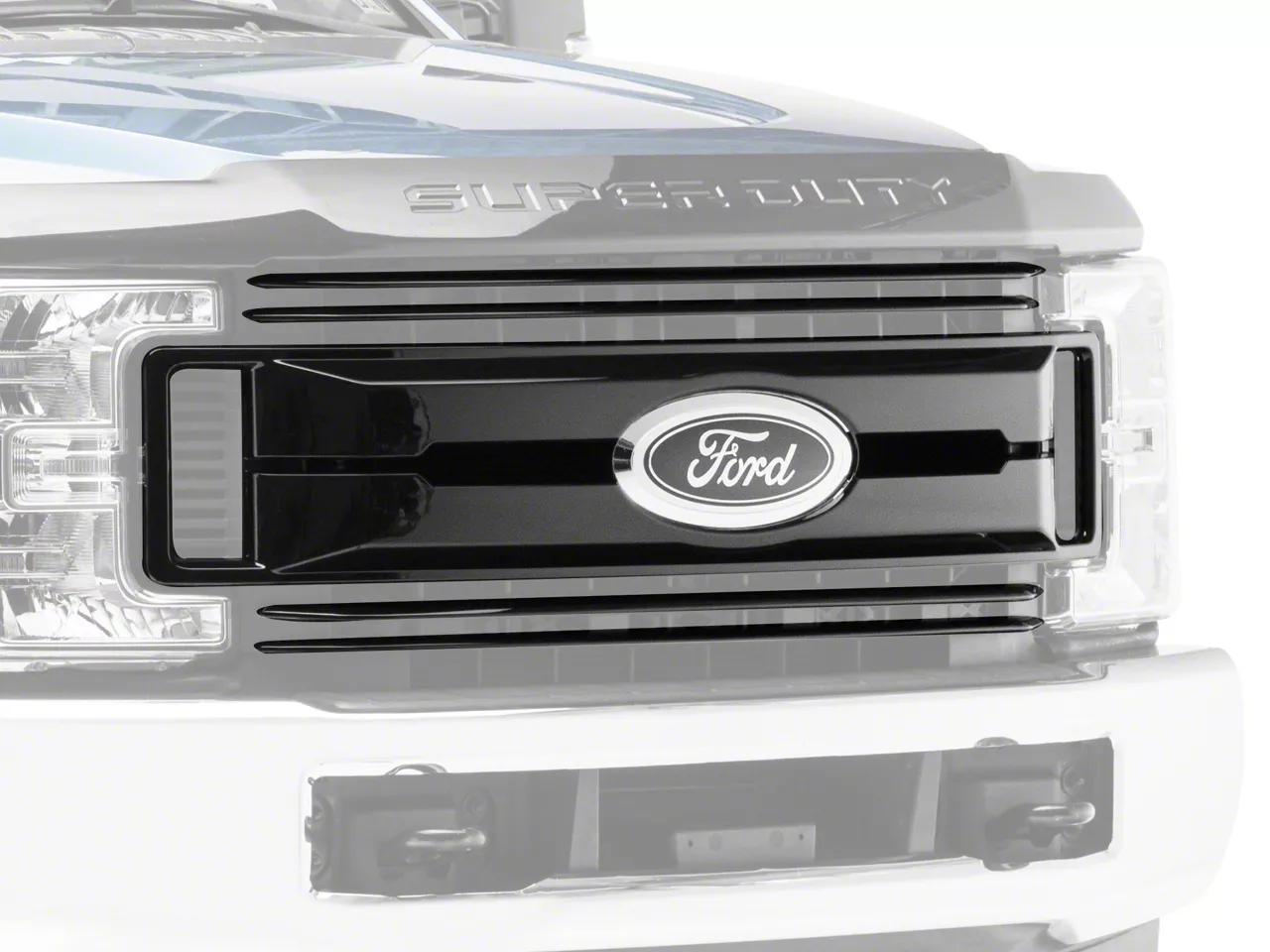 F-250 Super Duty Chrome Delete Upper Grille Overlay; Gloss Black (17-19 ...