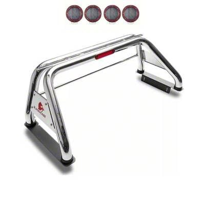 F-350 Super Duty Classic Roll Bar with 5.30-Inch Red Round Flood LED ...