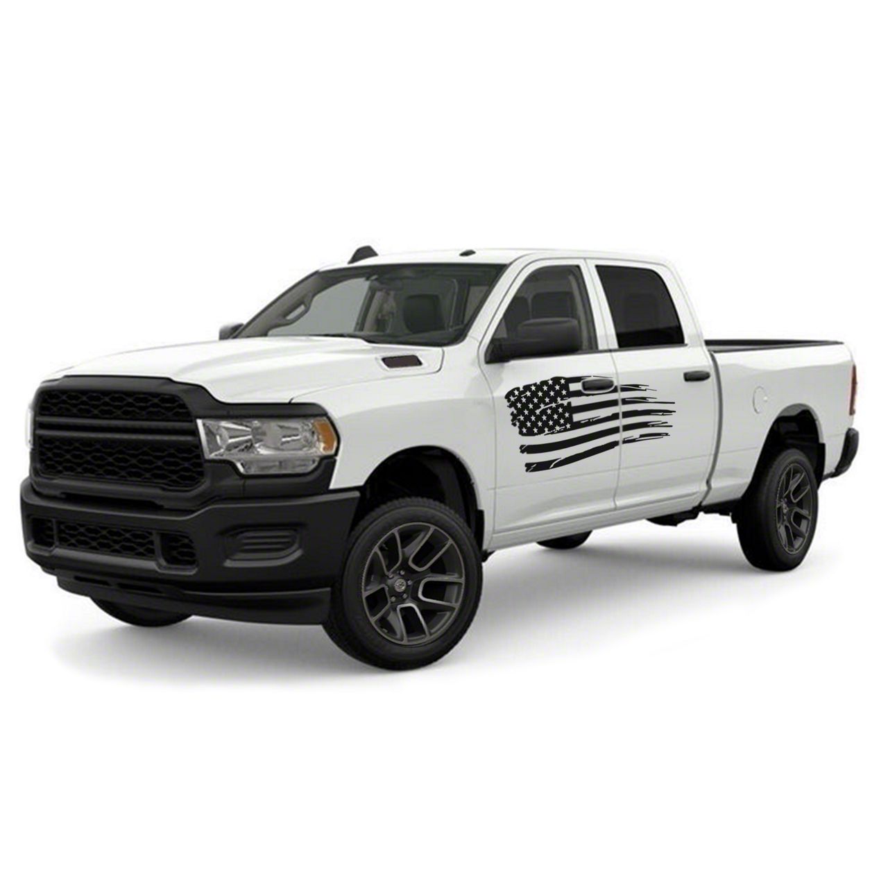F-350 Super Duty Distressed US Flag Door Graphics; Matte Black (11-24 F ...