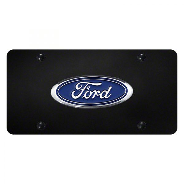 F-350 Super Duty Ford Logo License Plate; Chrome on Black (Universal ...