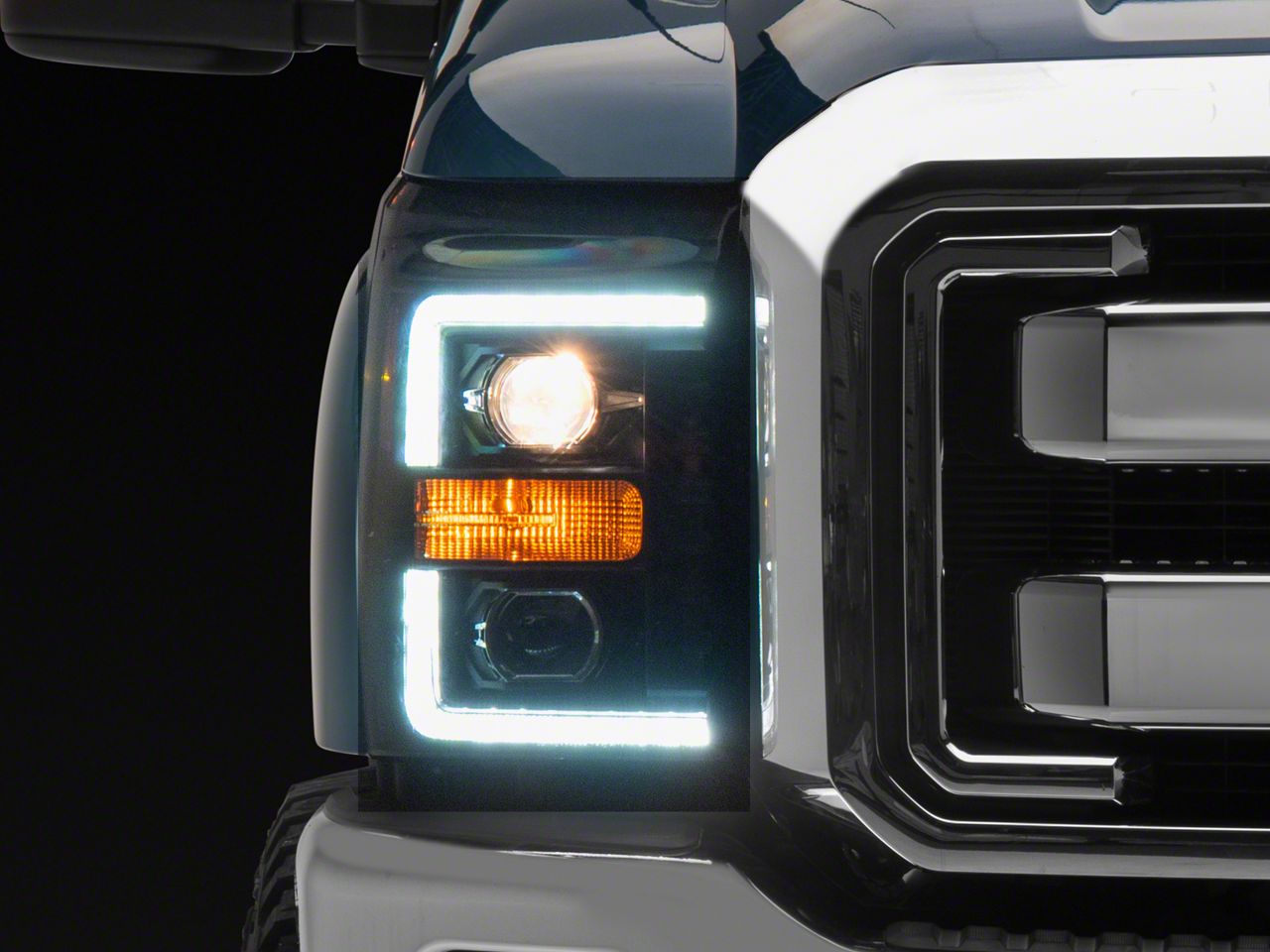 F-350 Super Duty PRO-Series Projector Headlights; Black Housing; Clear ...
