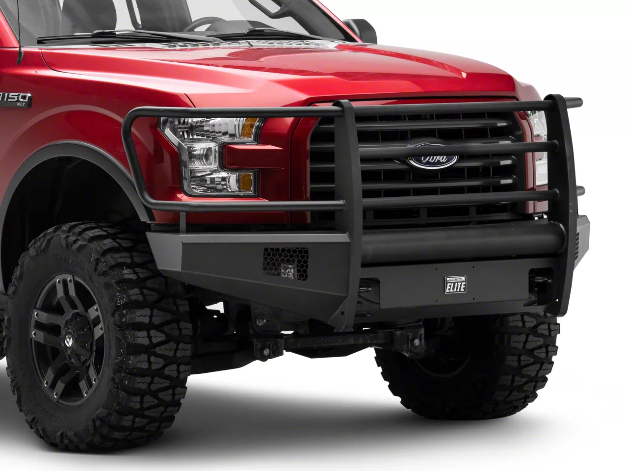 Fab Fours F-150 Black Steel Elite Front Bumper with Full Guard; Matte ...