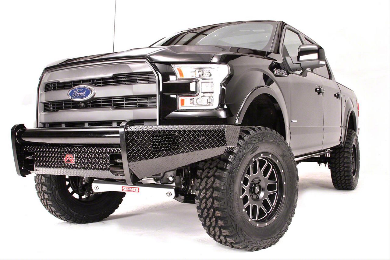 Fab Fours F-150 Black Steel Ranch Front Bumper with No Guard; Matte ...
