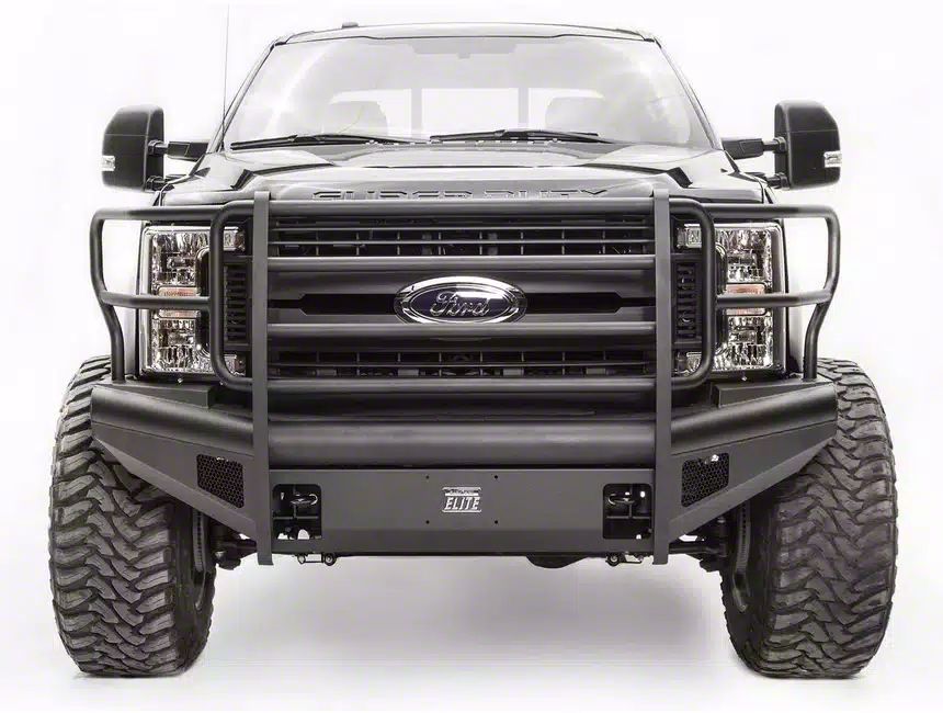 Fab Fours F-250 Super Duty Black Steel Elite Front Bumper with Full ...