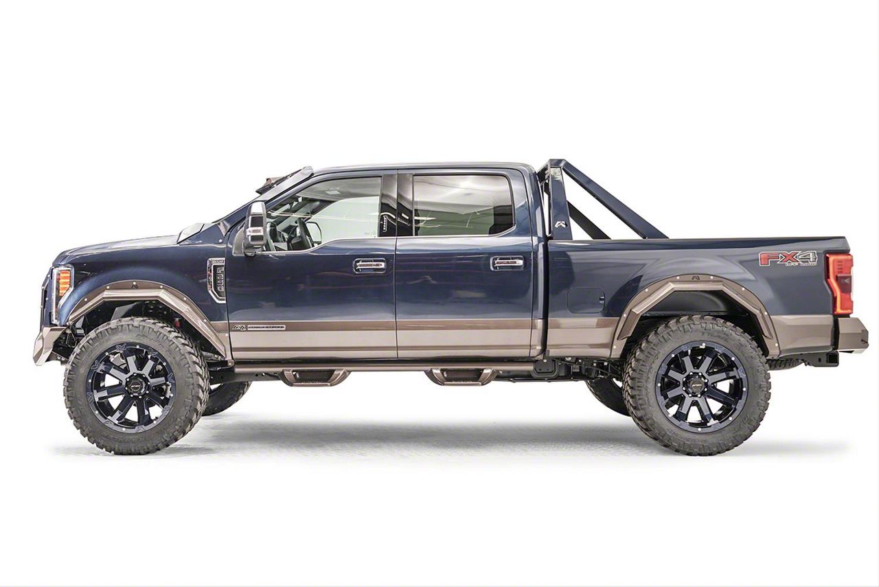 Fab Fours F-250 Super Duty Open Fender Flares; Matte Black TF4110-1 (17 ...