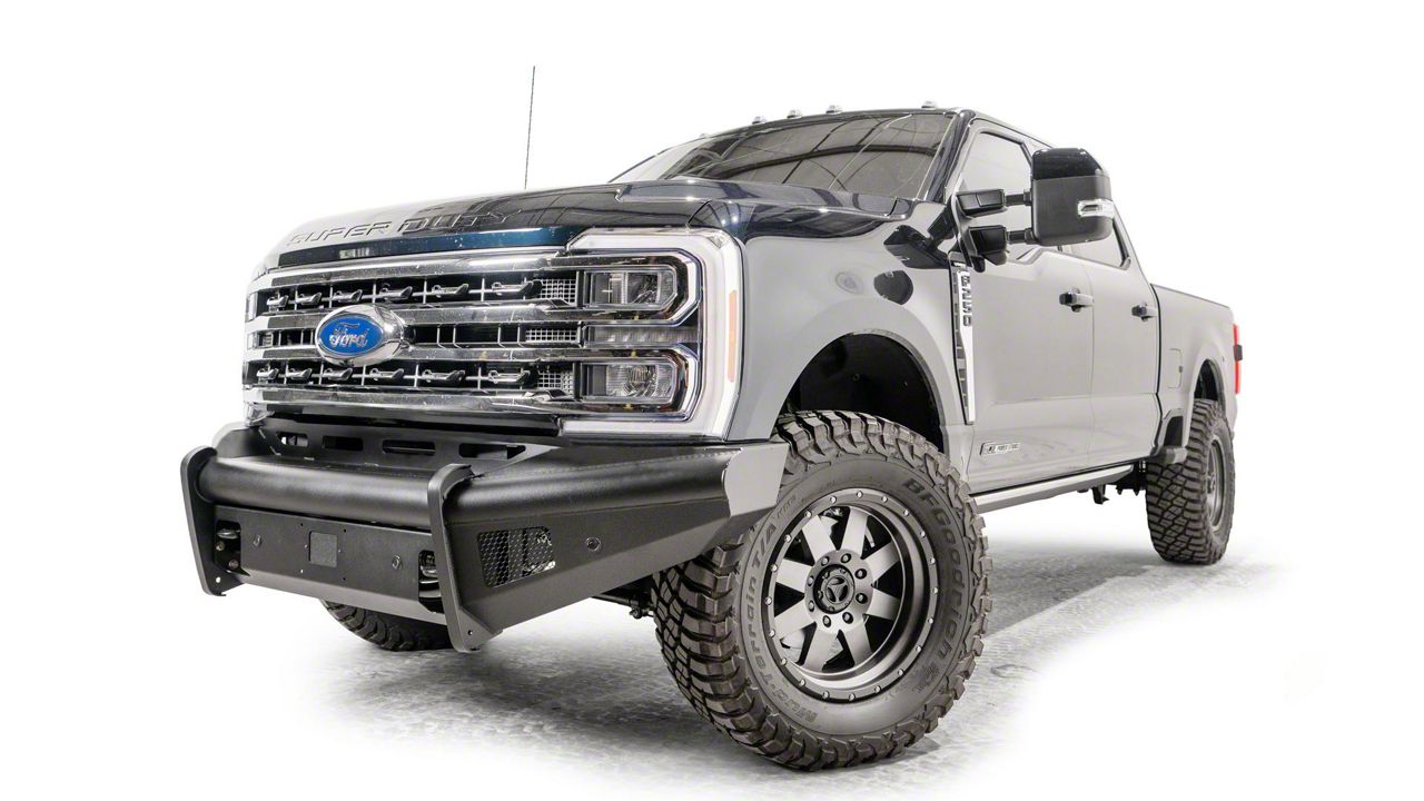 Fab Fours F-350 Super Duty Black Steel Elite Front Bumper with No Guard ...