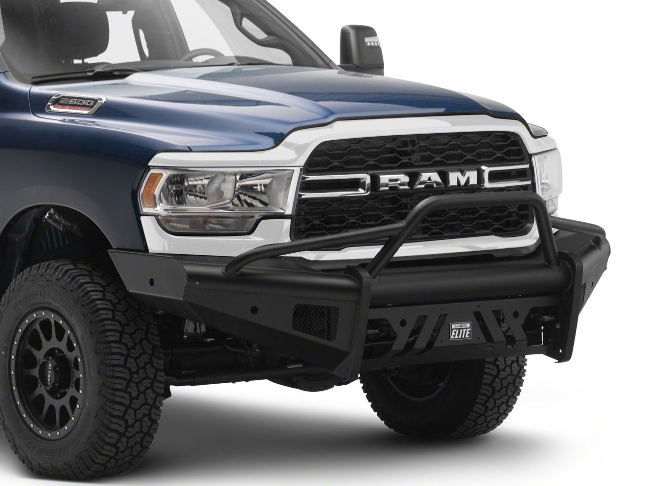 Fab Fours RAM 2500 Black Steel Elite Front Bumper with Pre-Runner Guard ...