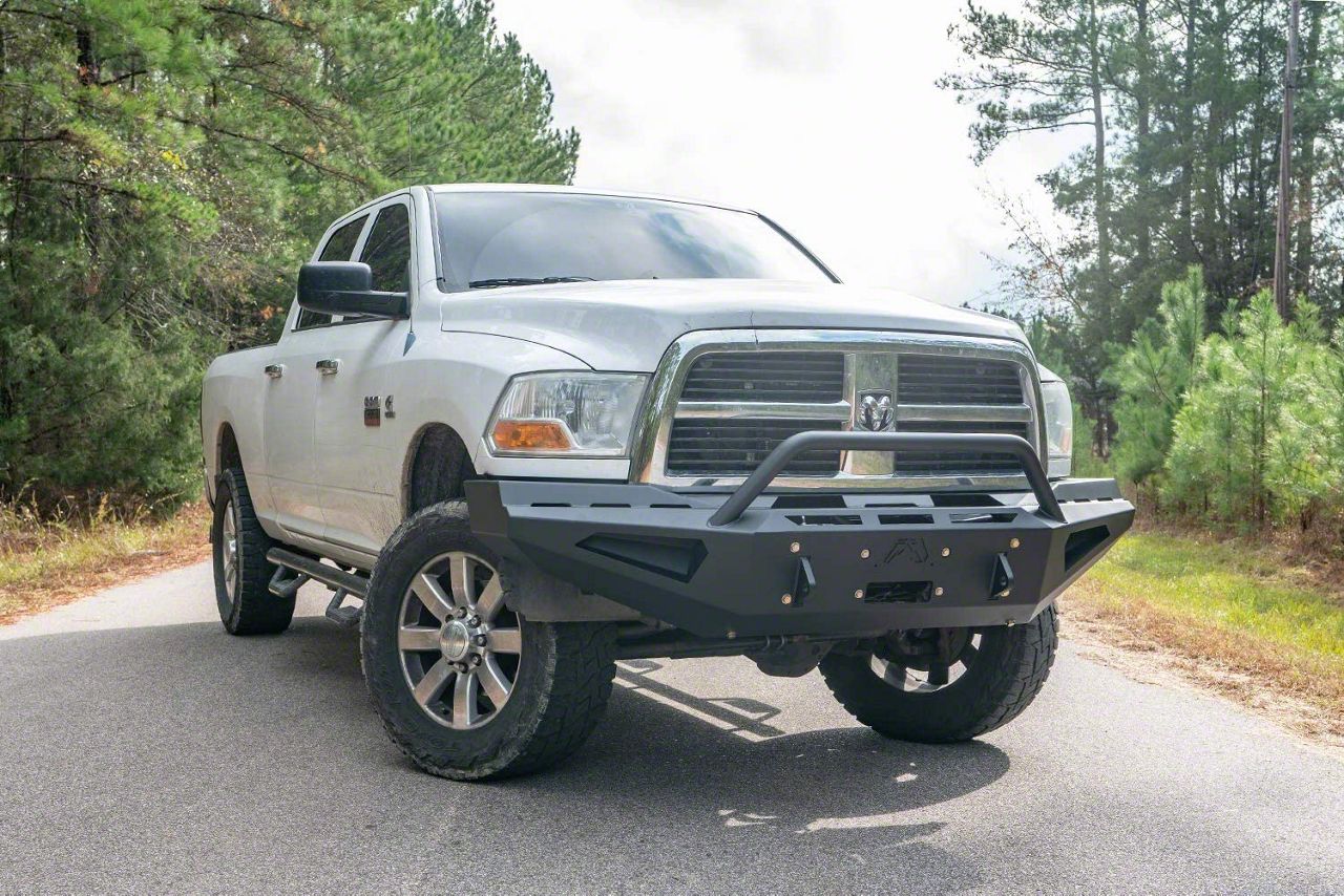 Fab Fours RAM 3500 Red Steel Front Bumper with Pre-Runner Guard; Matte ...