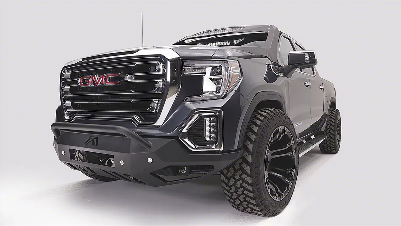 Fab Fours Sierra 1500 Vengeance Front Bumper with Pre Runner Guard Matte Black GS19 D6052 1 19 21 Sierra 1500 Excluding Diesel Free Shipping