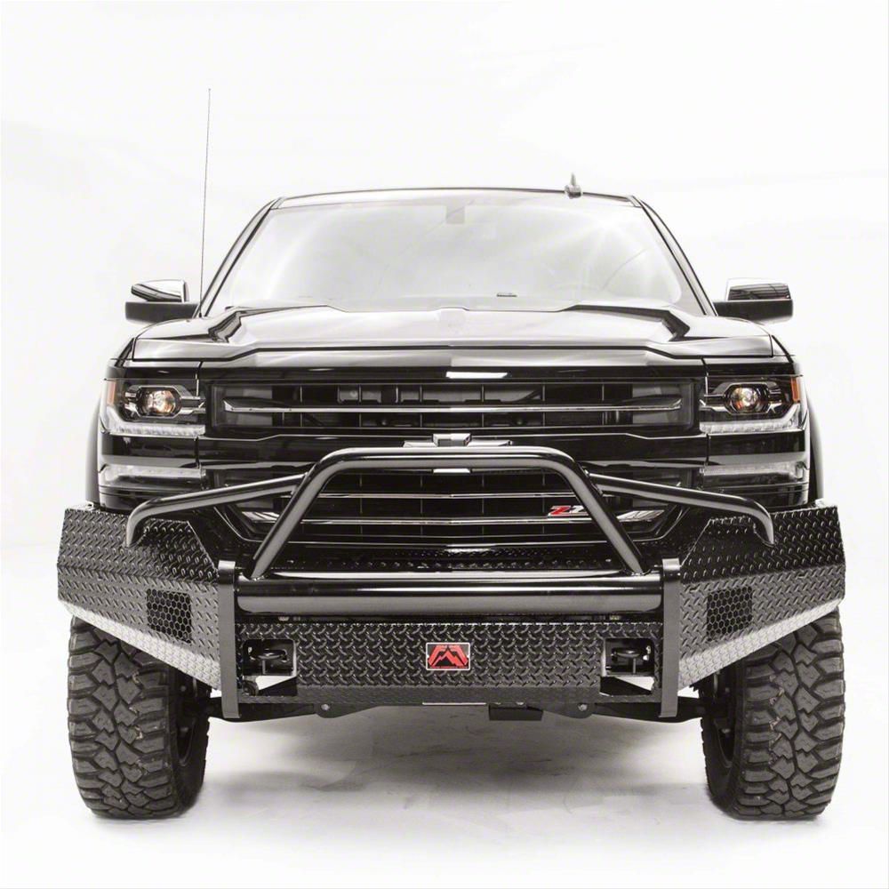 Fab Fours Silverado 1500 Black Steel Front Bumper with Pre-Runner Guard ...