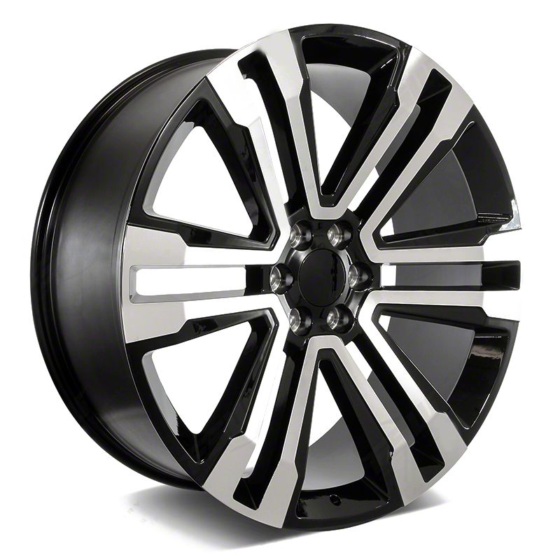 Silverado 1500 SLT Style Gloss Black Machined 6-Lug Wheel; 22x9; 24mm ...