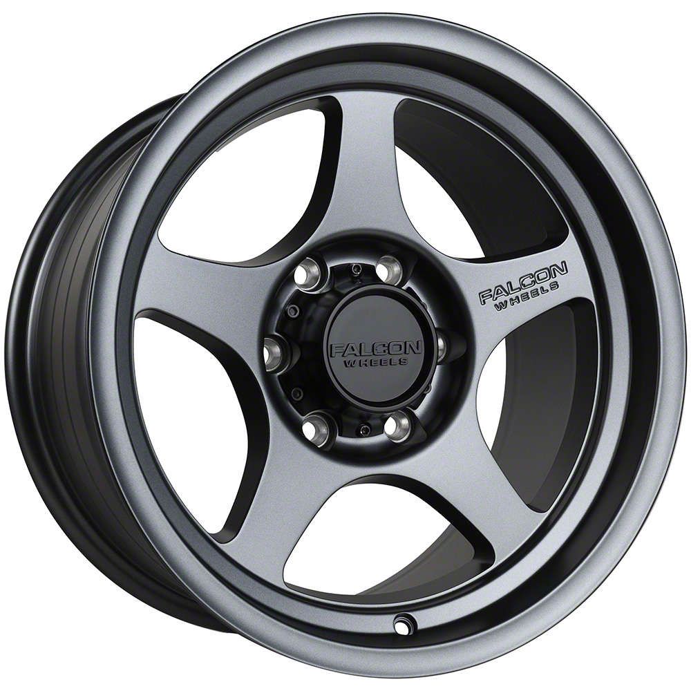 Falcon Wheels Ranger T2 Series Full Matte Gunmetal 6-Lug Wheel; 17x9 ...