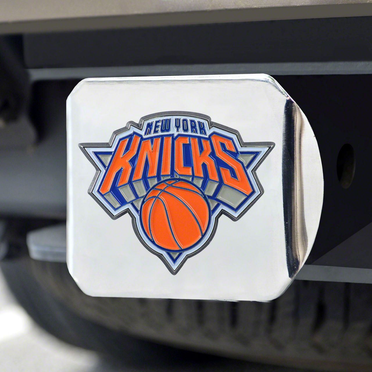 F-150 Hitch Cover with New York Knicks Logo; Chrome (Universal; Some ...
