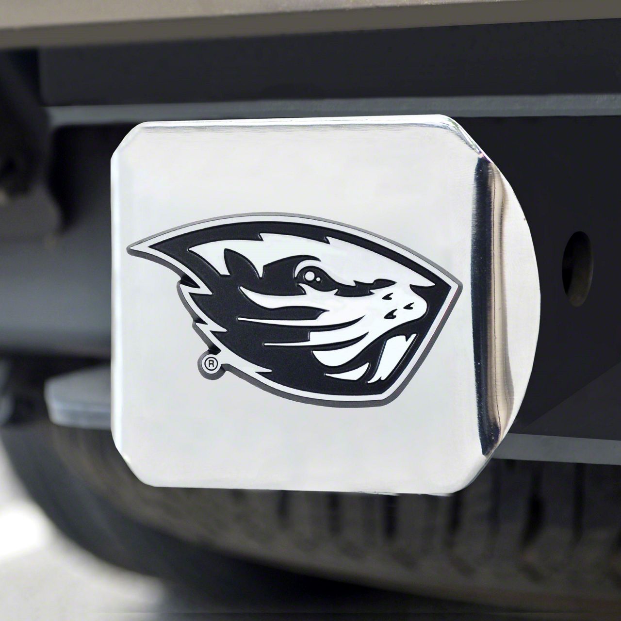 Universal AT Hitch Cover with Oregon State University Logo; Chrome ...